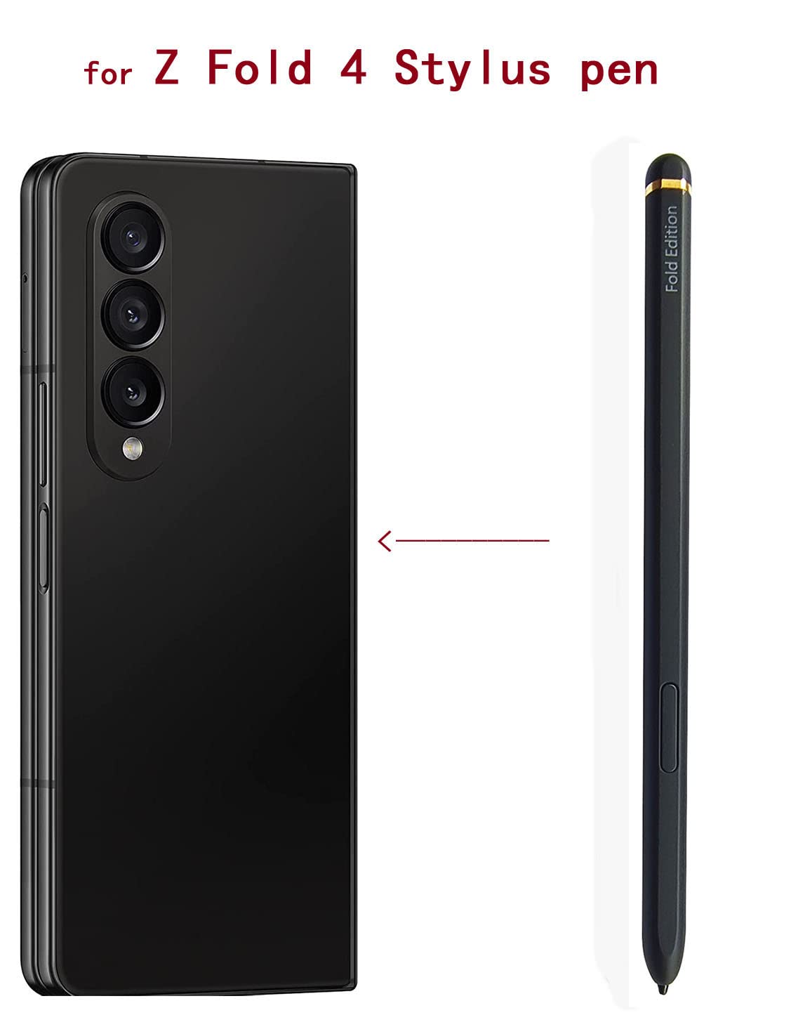 Z Fold Stylus Pen Replacement Compatible with Galaxy Z Fold 4 Stylus S Pen for Samsung Galaxy Z Fold 4 Edition+2*Tips/Nibs(Without Bluetooth) Black