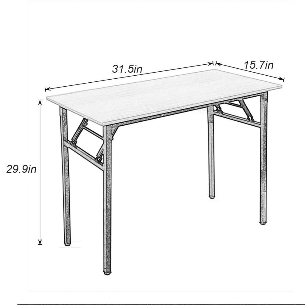 Need Small Computer Desk 31.5 inches Folding Table No Assembly Sturdy Small Writing Desk Folding Desk for Small Spaces, Grey AC5-8040-LB