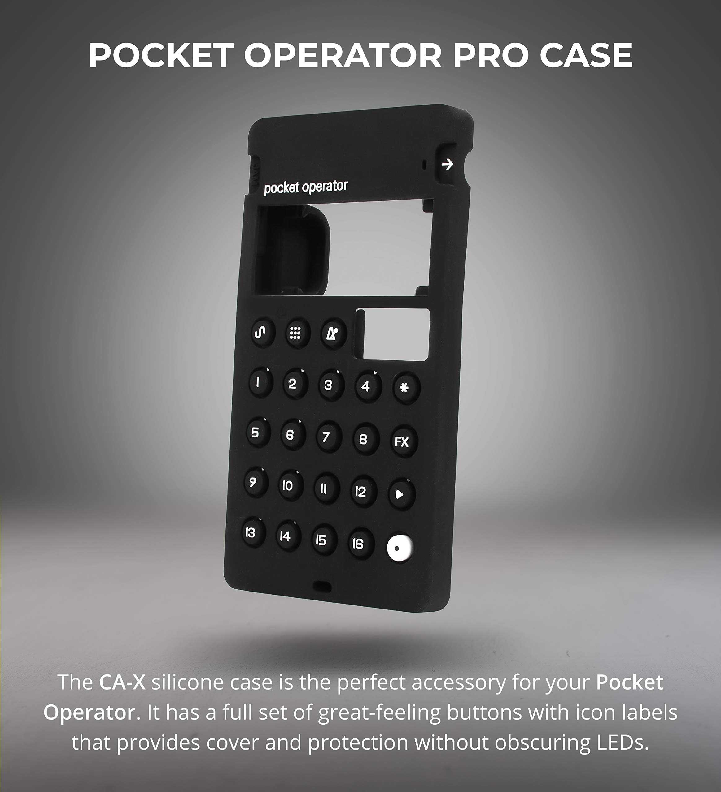 Teenage Engineering CA-X Universal Case for Pocket Operators (Silicone Cover, Professional Touch Buttons, Non-Slip Feet, Battery Protection), Black