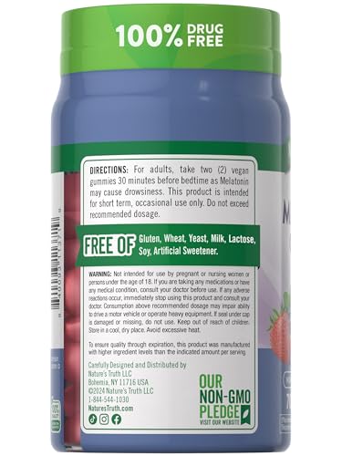 Nature's Truth Melatonin Gummies 10mg | 70 Count | Berry Flavor | Vegan, Non-GMO, and Gluten Free Supplement