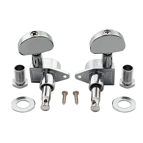 Musiclily 3+3 Epi Style Guitar Machine Head Sealed Tuners Tuning Pegs Set for Les Paul Style Electric Guitar or Acoustic Guitar Half Moon Button Chrome