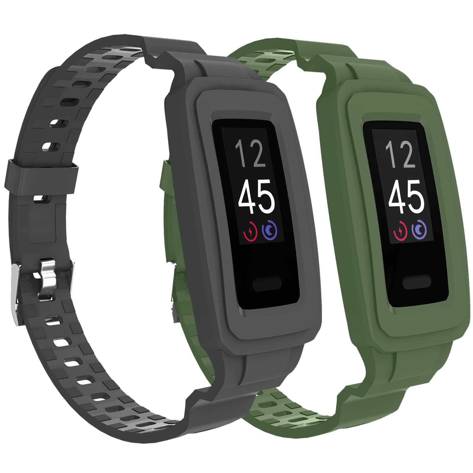 omee 2 Pack Halo View Bands with Case Compatible with Amazon Halo View Fitness Tracker [2021], Halo View Soft Silicone Sport Replacement Band for Men Women
