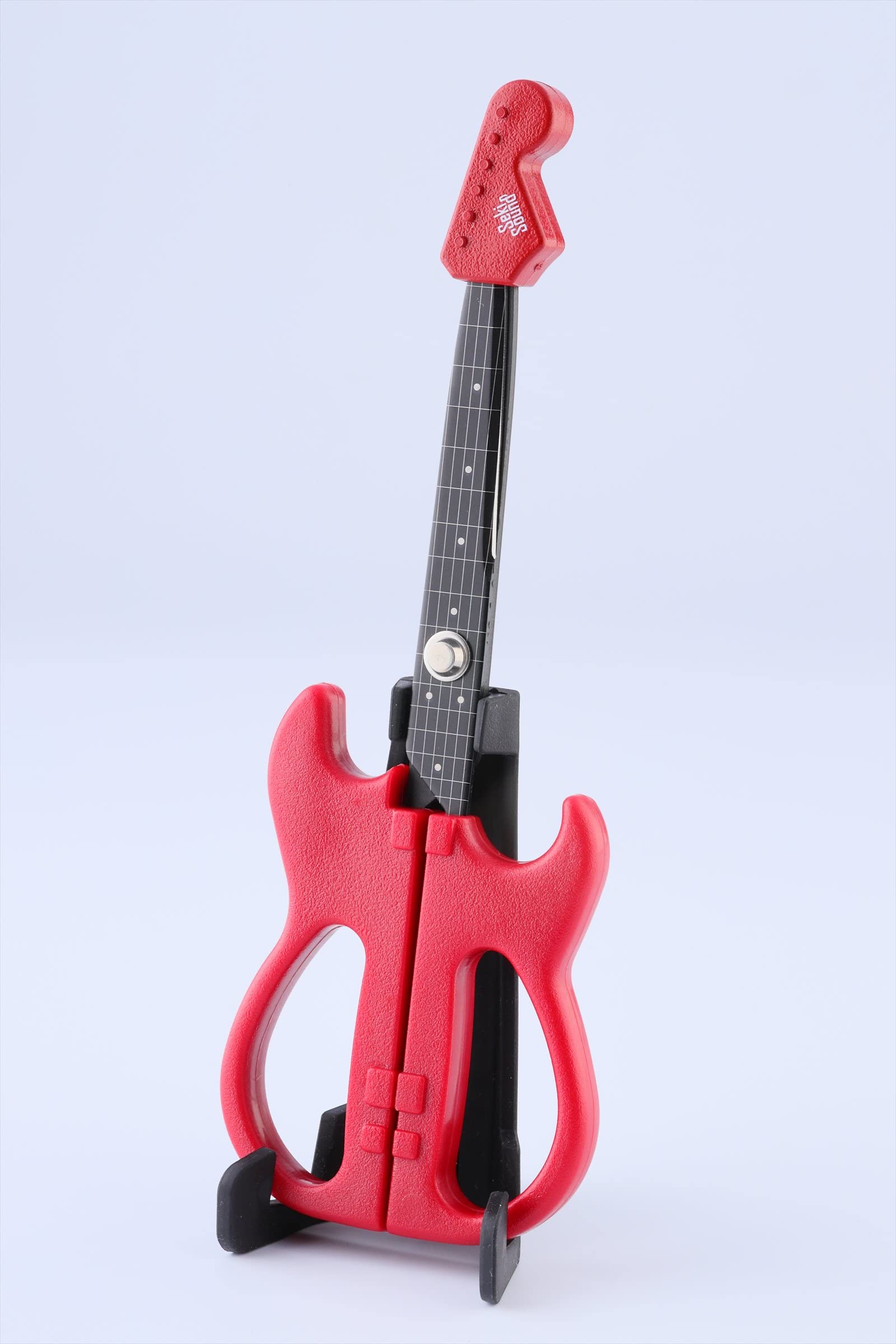 Stratocaster Electric Guitar Scissors with Stand and Cap, Metallic Blue - Fluorine Coating, Japanese Stainless Steel - Made in Seki Japan