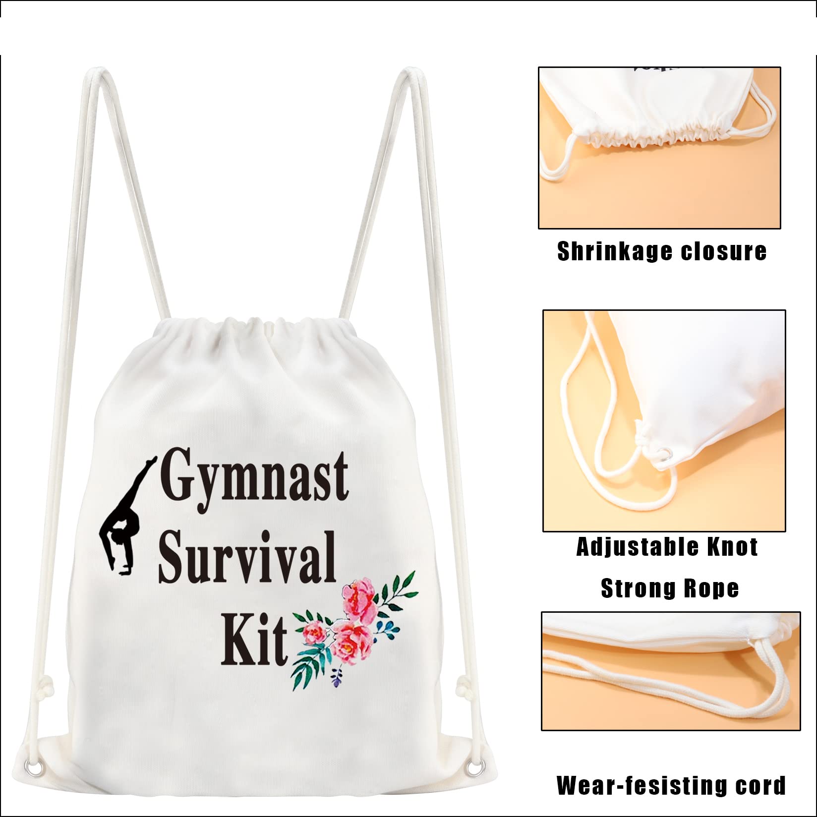 PXTIDY Gymnast Survival Kit Gymnastics Drawstring Bag Gymnastics Competition Bag Gym Bag Gymnastics Team Gift (Drawstring Bag)