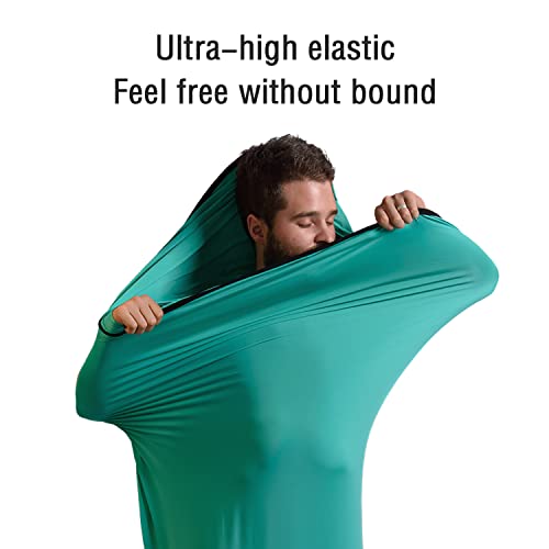 Naturehike High Elasticity Sleeping Bag Liner Lightweight Camping Travel Sheet - Portable Sleeping Sack for Camping, Travel, Youth Hostels, Picnic, Planes, Trains (Light Blue)