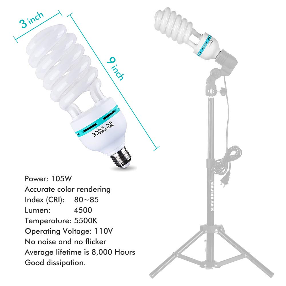 SLOW DOLPHIN Photography Background Stand Support System with Muslin Backdrop (Chromakey Green Screen kit),1050W 5500K Daylight Continuous Umbrella Lighting Kit for Photo Studio Product, Portrait