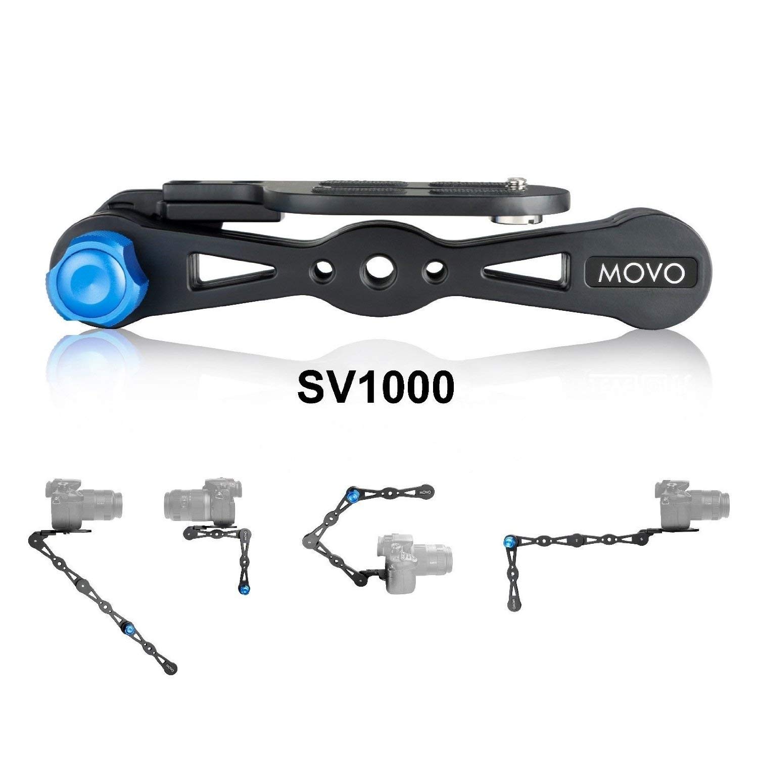 Movo SV1000 All-in-One Stabilizer Rig - Shoulder Rig, Selfie Stick, Handheld Stabilizer, and Grip for DSLR and Mirrorless Cameras up to 9 lbs (4kg)