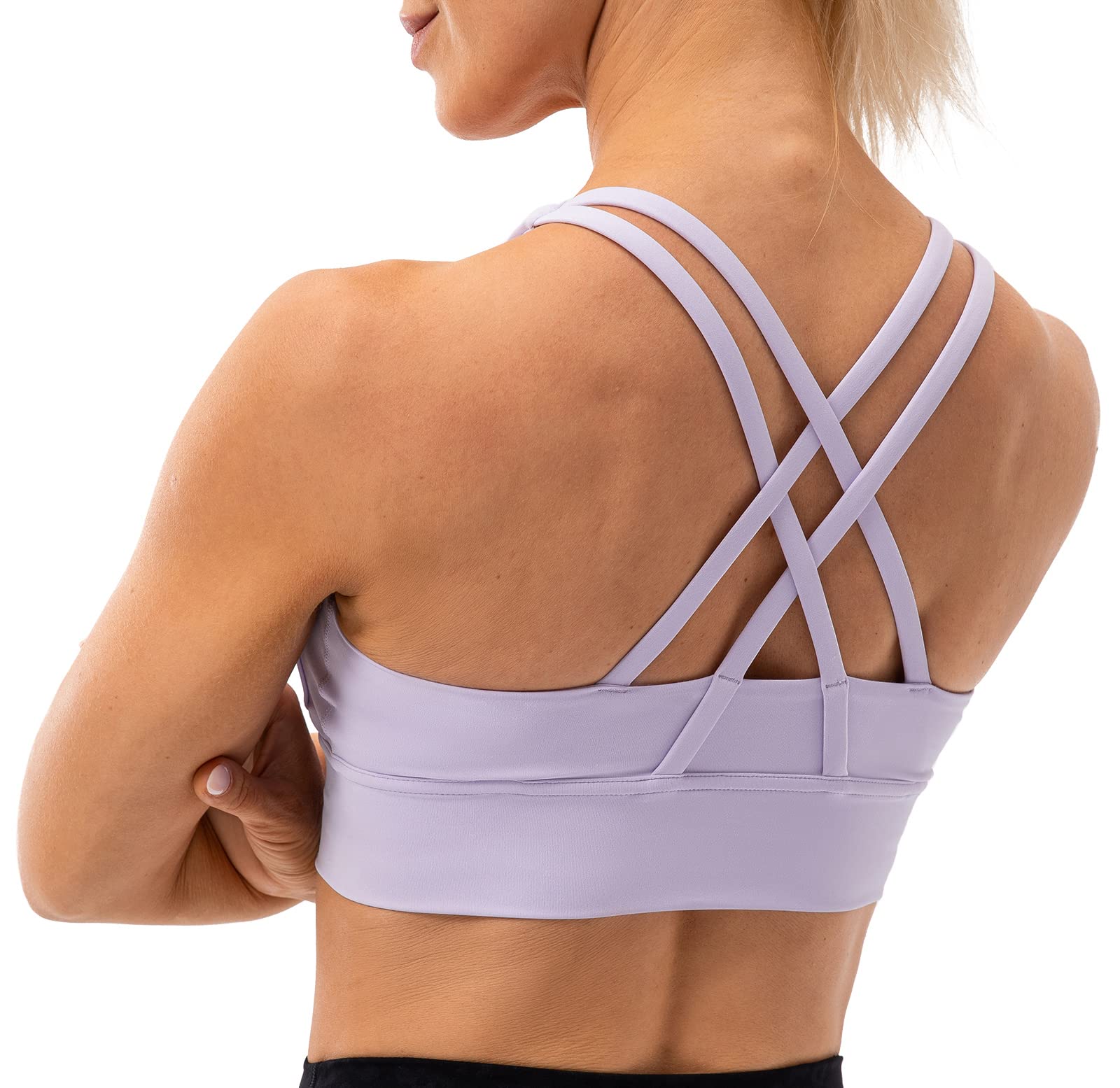 Ukaste Women's Studio Essential Crisscross Strappy Sports Bra Medium Support Workout Bras for Women (Cerulean Blue, 10)