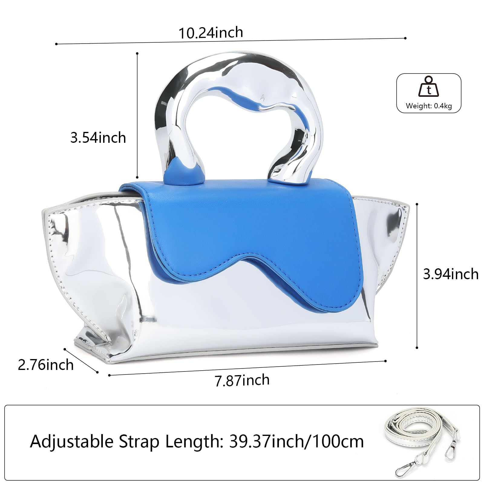 Silver Evening Clutch Bag for Women Ladies Sparkling Party Handbag Wedding Cross Body Bag Purses with Detachable Chain (White2)