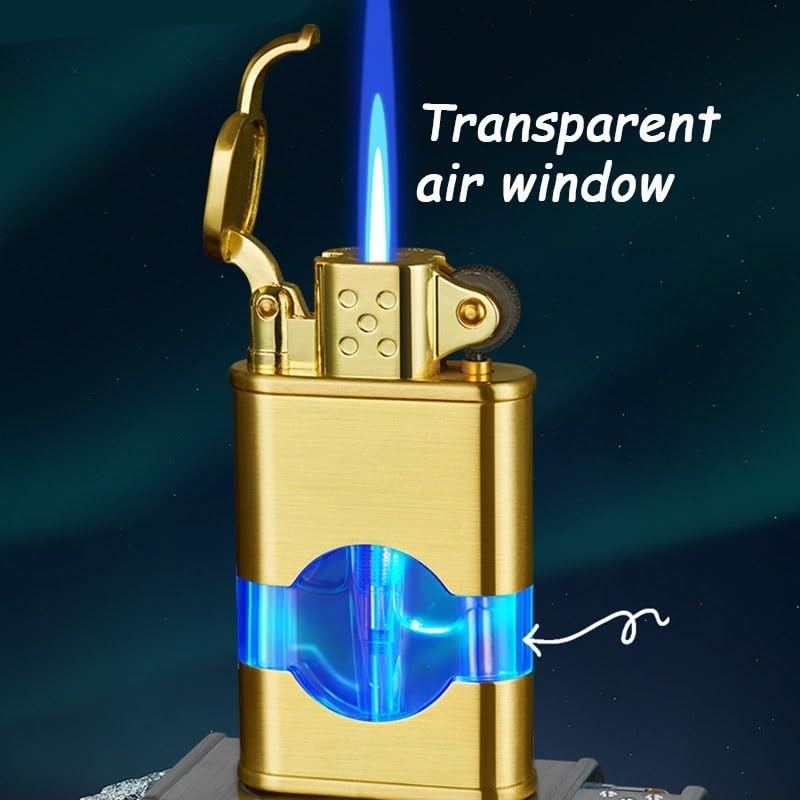 New Gas Lighter, Transparent Gas Window, Reusable, Easy to Carry, Suitable, Daily Use (Color : C3-Blue Flame)