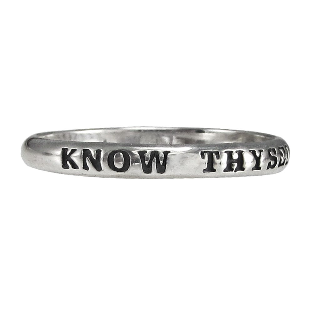 Moonlight Mysteries Sterling Silver Know Thyself Spiritual Inspirational Ring for Men or Women (sz 4-15) sz 5