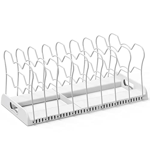 Simple Houseware 10 Compartments Expandable Pan Organizer, White, Plastic, Metal, 12"-22"L x 9.5"W x 8.5"H