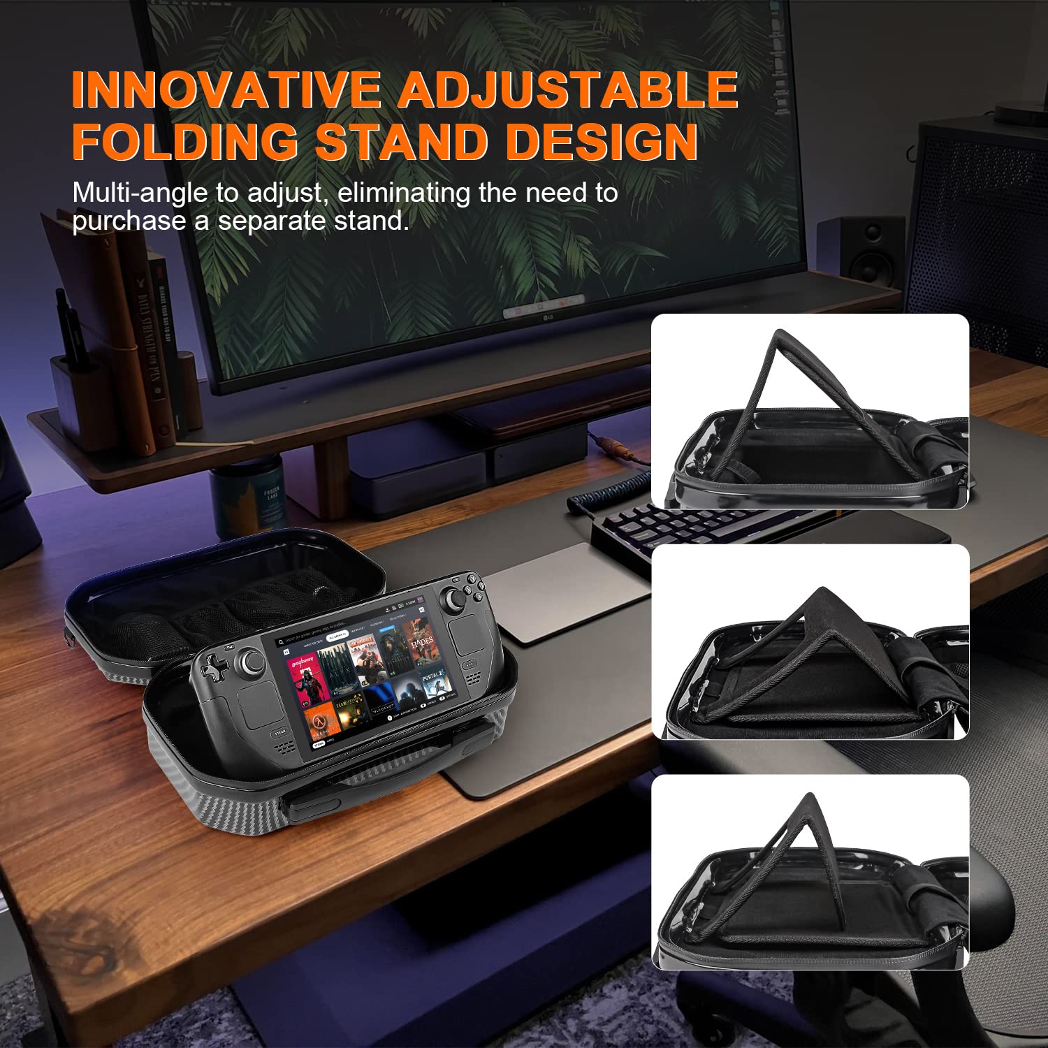 YIZEIJOB Durable Travel Case for Steam Deck Accessories Console Protective Carrying Hard Case Bag Larger Capacity Travel Pouch Portable Shoulder Storage Perfectly Fit with Valve Steam Deck