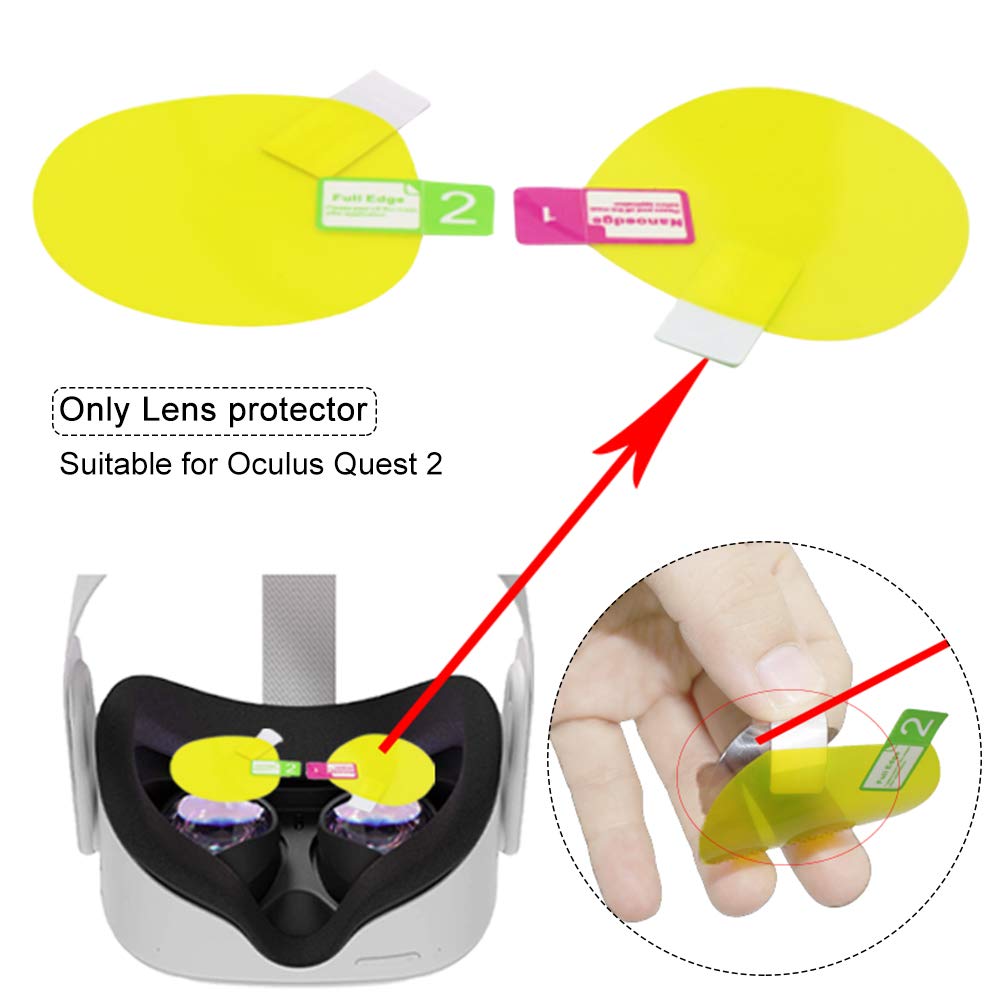 ompait 1Pair Lens Protective Film VR Screen Protector for Quest 2 Waterproof Anti-Fingerprint Anti-Scratch