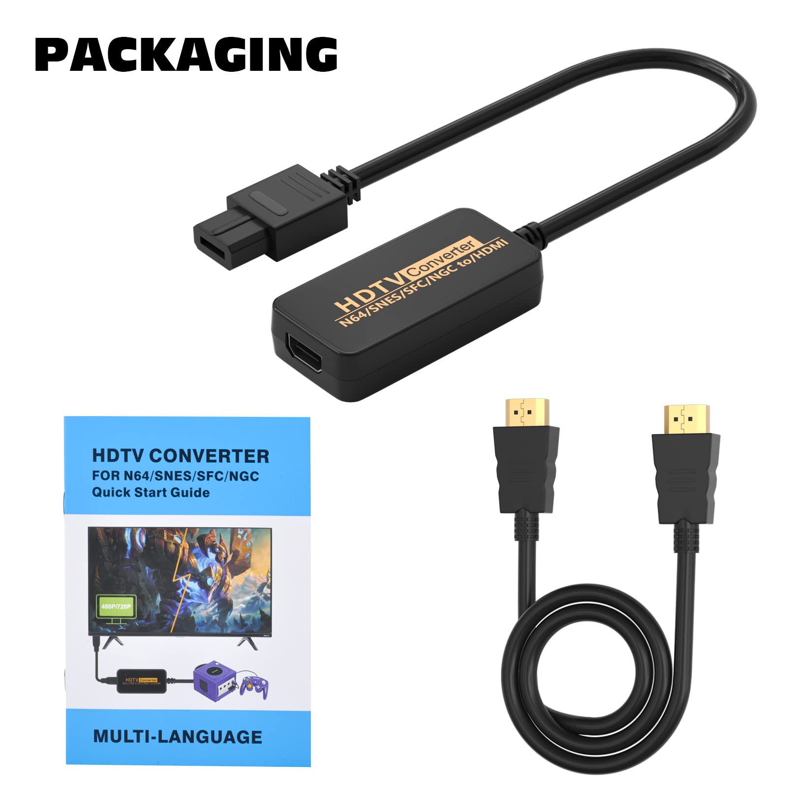 N64 to HDMI Converter, Gamecube HDMI Adapter, HDMI Cable for Nintendo 64/ SNES/ SFC/ NGC/ Gamecube, Support 16:9 and 4:3 Convert, Plug and Play