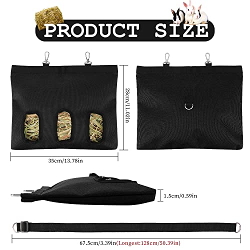 无品牌 Rabbit Hay Feeder Bag Timothy hay Dispenser Feeding Bag Small Animal hay Feeder Bag Hanging Feeder Bag for Rabbit Guinea Pig Chinchilla Hamster Small Animal hay Storage(1 Black)