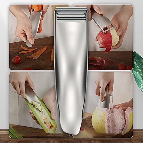 MEGLOB Peeler, 1pc Multifunctional Stainless Steel Peeler Potato Radish Slicing Peeling Knife Vegetable And Fruit Slicing(18.5 * 4.5cm)