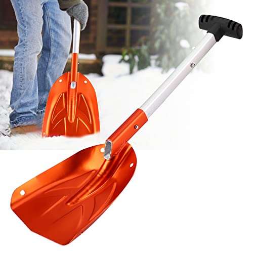 Winter Snow Ice Shovel with Telescopic Skidproof Handle Aluminum Alloy Winter Snow Ice Shovel Outdoor Kit Tool Orange