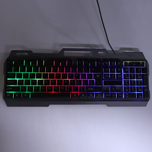 Wired Gaming Keyboard Mouse Combo, 104 Keys RGB Light Reinforced Bottom Keyboard, USB Gaming Keyboard Mouse Set for PC Gamers