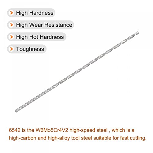 uxcell 6542 High Speed Steel Straight Shank Twist Extra Long Drill Bit, Uncoated 4.2mm Drill Diameter 250mm Length