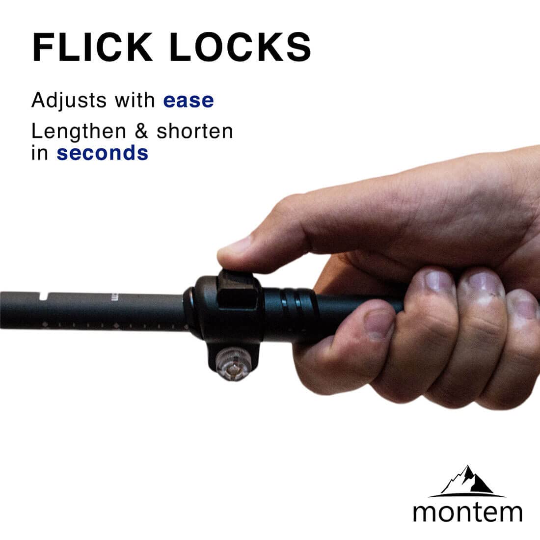 Montem Ultra Strong Trekking, Walking, and Hiking Poles - One Pair (2 Poles) Anti-Shock Cork Handle - Collapsible, Lightweight, Quick Locking, and Ultra Durable