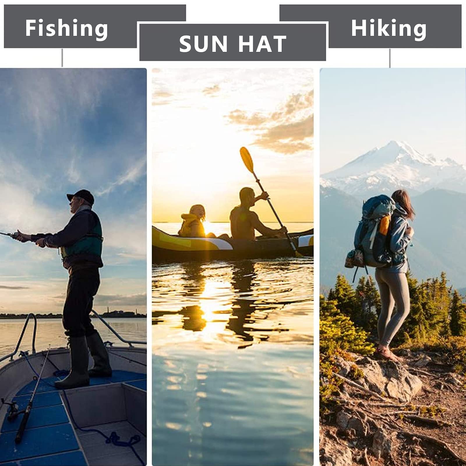 Sun Hats for Men/Women, Bucket Hat and Fishing Hat Wide Brim Foldable Boonie Hat with UV Protectionfor for Hiking Camping