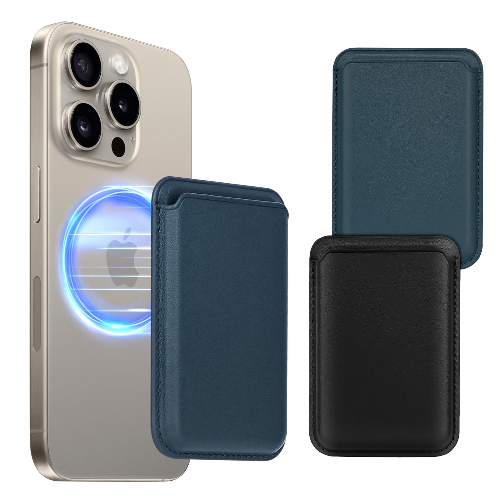 Magnetic Card Wallet Holder with MagSafe - [2 Pack] Phone Wallet for iPhone 15 Pro Max/15 Plus/15 Pro/15, iPhone 14 Pro Max/14 Plus/14 Pro/14, iPhone 13 Pro Max/13 Pro/13, iPhone 12 Pro Max/12 Pro/12