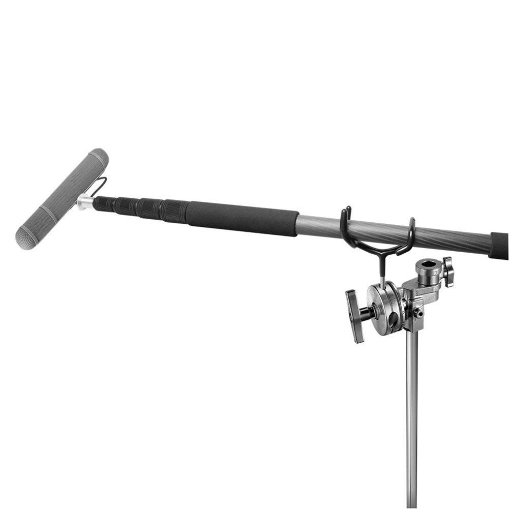 Microphone Support Holder Microphone Boompole Holder Boompole Stand Mic Stand Audio Easy Boom Pole Audio Visual Equipment(Black)