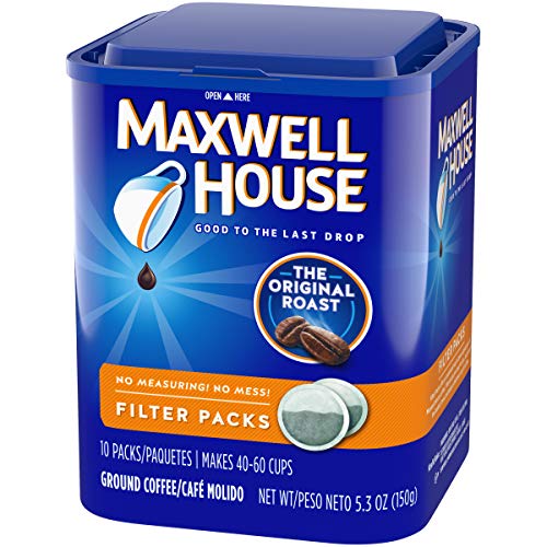 Maxwell House Original Medium Roast Ground Coffee Filter Packs (40 Filter Packs, 4 Packs of 10)