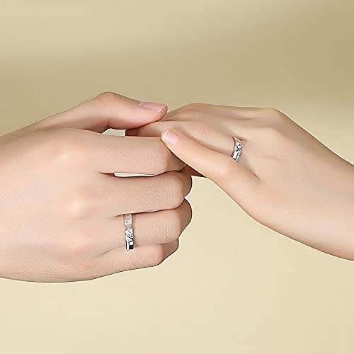 SHEAISRS Personalized Wedding Band 925 Sterling Silver Two Matching Couple Rings for him and her set Custom Engraved Promise Rings