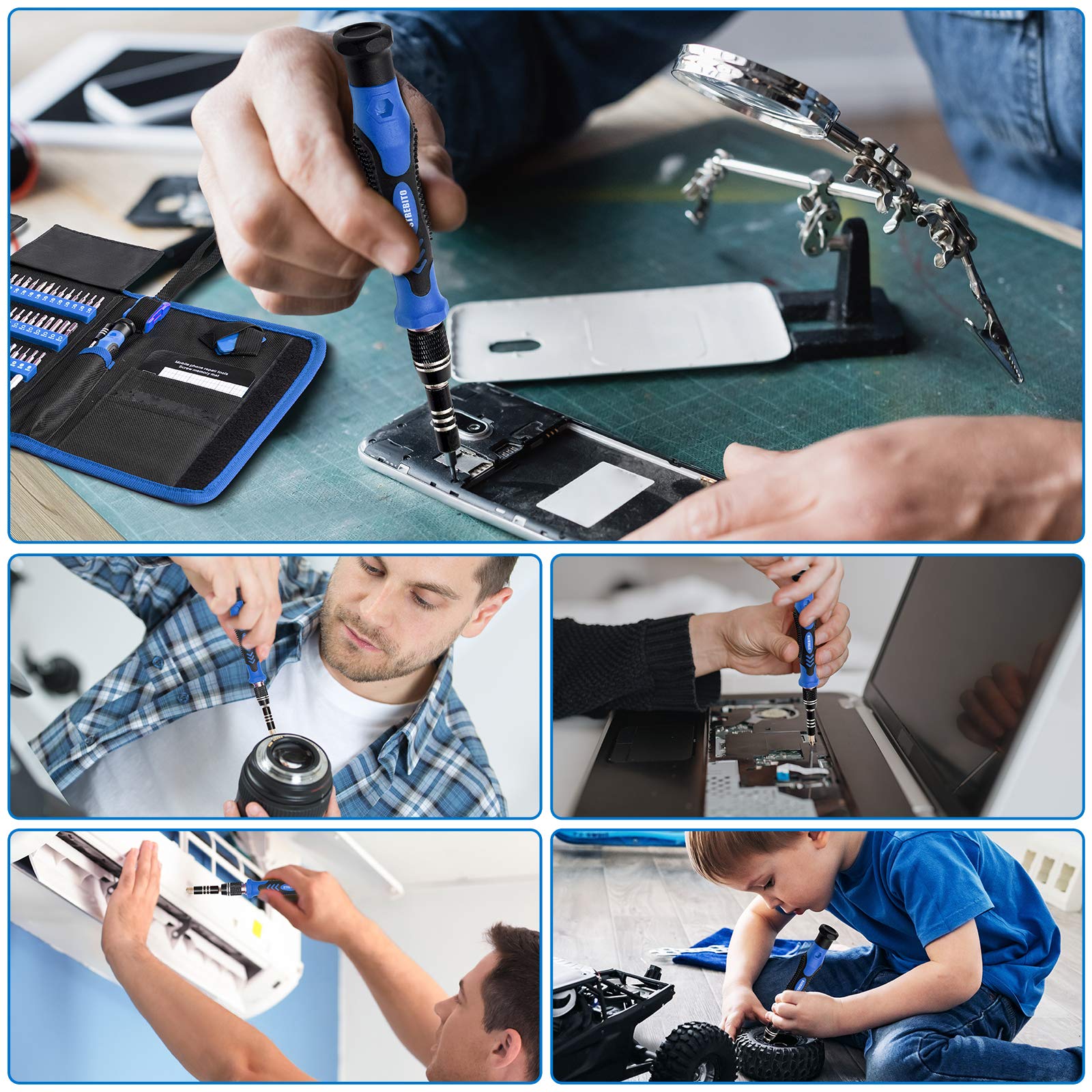 STREBITO Precision Screwdriver Set 142-Piece + Anti Static Wrist Strap Bundle, Electronics Repair Toolkit for iPhone, MacBook, Computer, Laptop, PC, Tablet, PS4, Xbox, Nintendo, Game Console