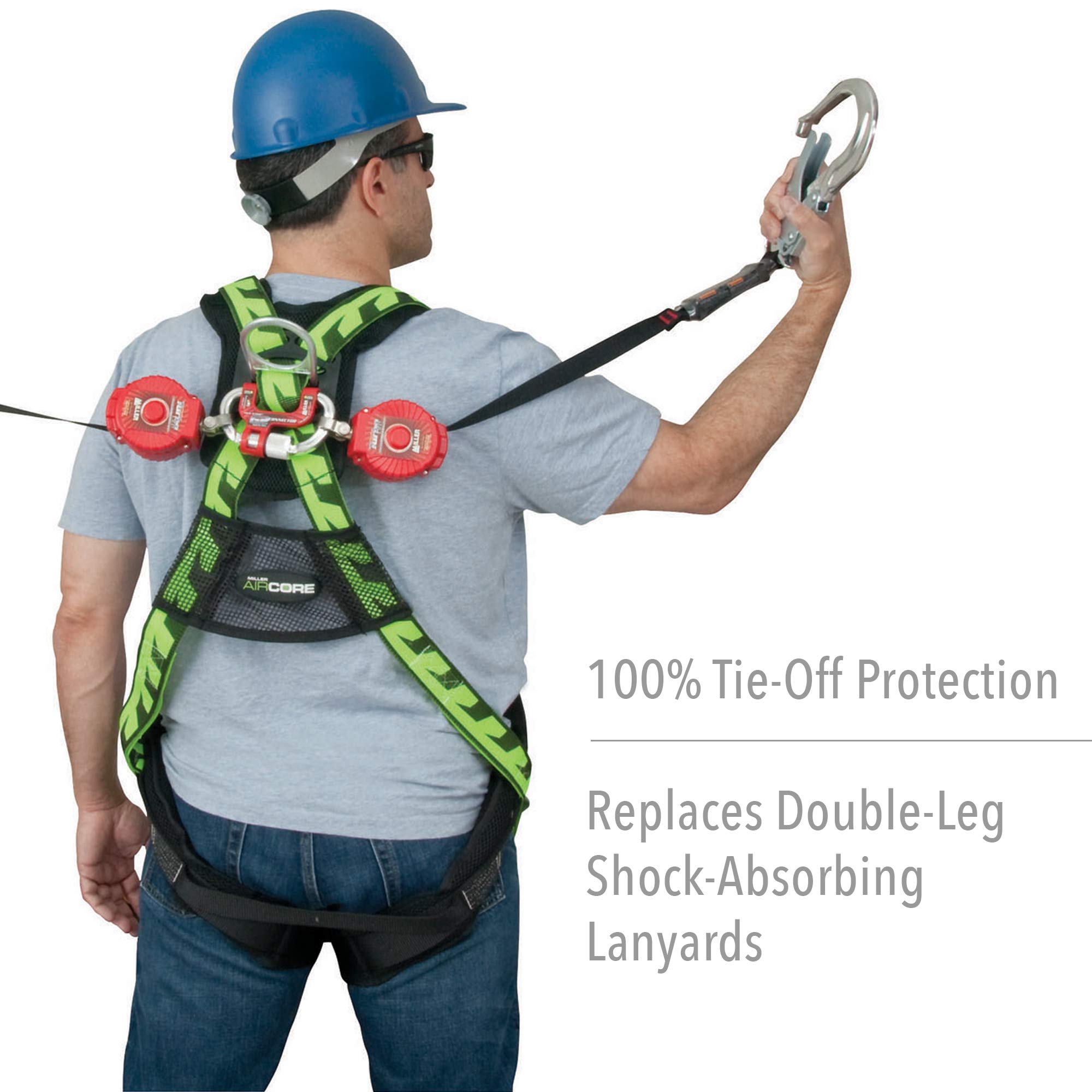 Miller Honeywell Ademco Miller Twin Turbo 6-Foot Fall Protection System with G2 Connector and Aluminum Locking Rebar Hooks (MFLC-12-Z7/6FT)