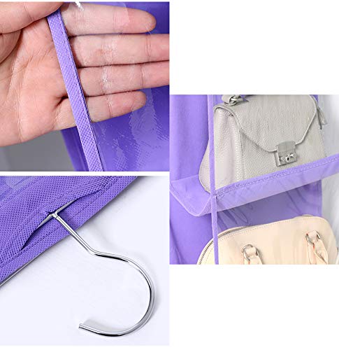 Mistshopy 6 Pocket Hanging Purse Handbag Tote Bag Organizer Storage Bag Foldable Closet Rack Bag Hanger (Grey)