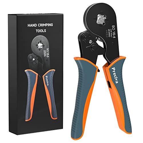 Wire Ferrule Crimping Tool, Preciva AWG 28-5 (0.08-16mm²) Square Jaw Wire Crimping Pliers Self-Adjustable Ratchet Ferrule Terminals Crimper for Wire Terminals Cables End-sleeves