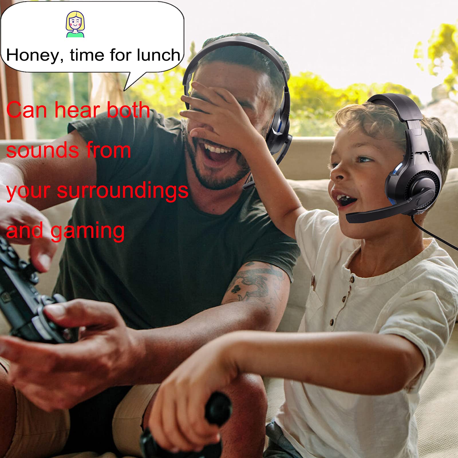 One Ear Headset with Mic for PS5/PS4/Xbox One/Xbox Series X/S/Nintendo Switch/Lite/Steam Deck, Gaming Headphone with Microphone Control, 3.5MM Wired Unilateral Chat Headset for Laptop/Tablets/Phone/PC