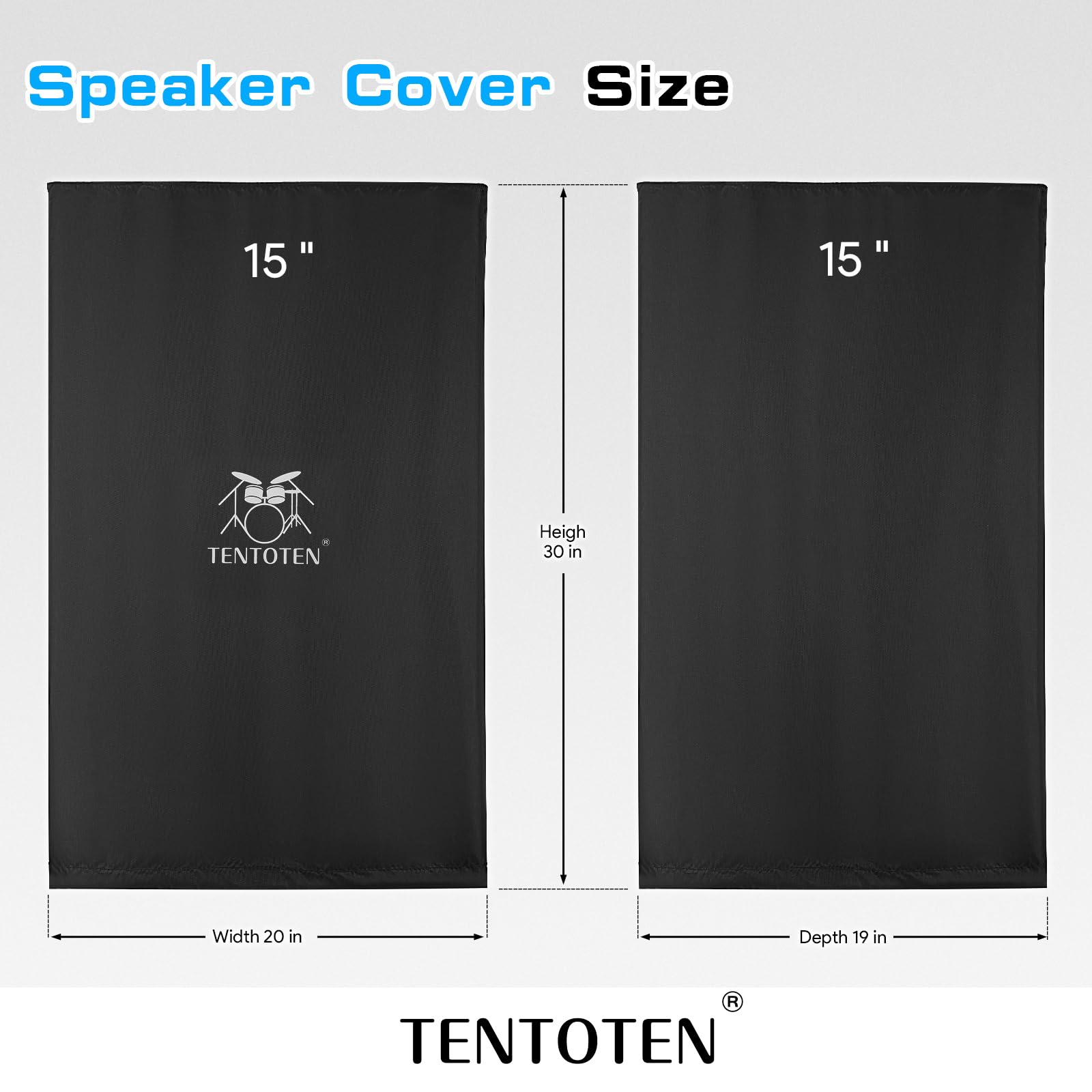 TENTOTEN Speaker Cover for 15 Inch PA/DJ Powered Speaker, Outdoor Speaker Covers - UV 50, Water Resistant, Dustproof, Also Use Indoor(Single)