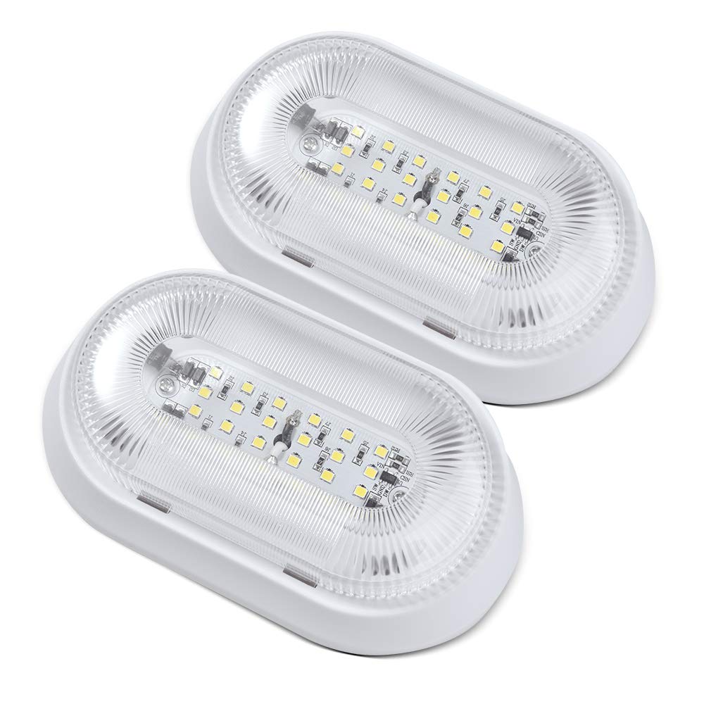 MICTUNING LED RV Exterior Porch Light/Interior Ceiling Dome Light 10-24V 360LM Utility for Trailer Camper Boat Caravan Motorhome Marine