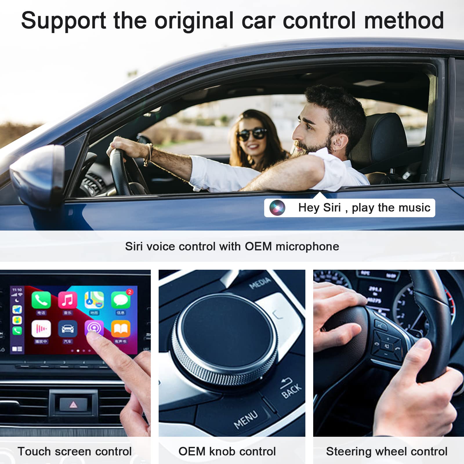 Wireless CarPlay Adapter Compatible with iPhone, iOS, Apple, Siri – Car Play Wireless Adapter WiFi Adapter for Music, Video Content, App Control, Online Map, 5G