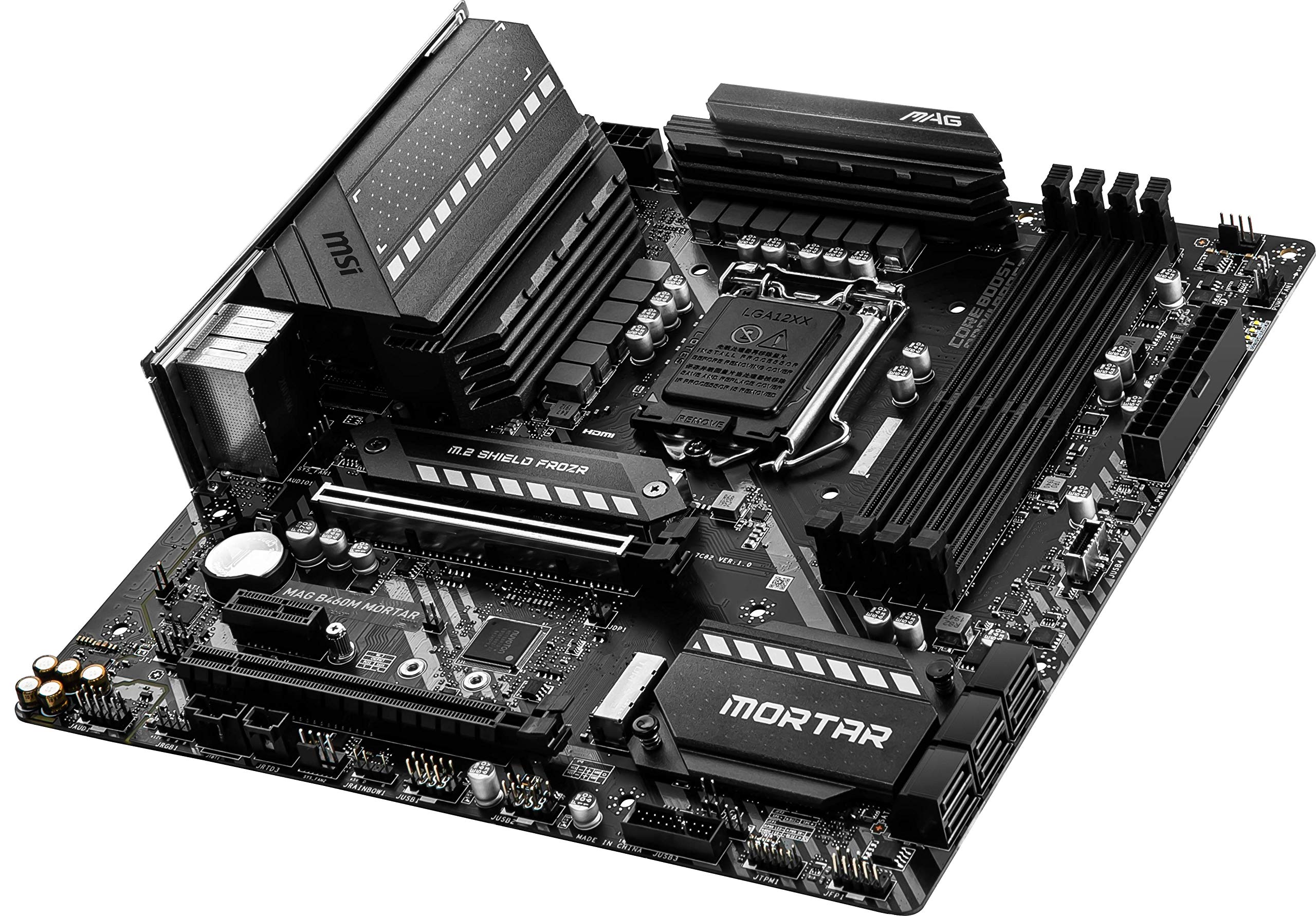 MSI MAG B460M Mortar Gaming Motherboard (mATX, 10th Gen Intel Core, LGA 1200 Socket, DDR4, CFX, Dual M.2 Slots, USB 3.2 Gen 1, 2.5G LAN, DP/HDMI)