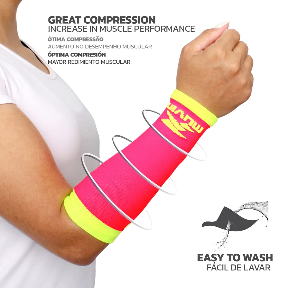 Muvin Arrow Volleyball Arm Sleeves - Compression, Forearm Protection for Ball Impact and Floor Burn - Men & Women (Black, S/M)