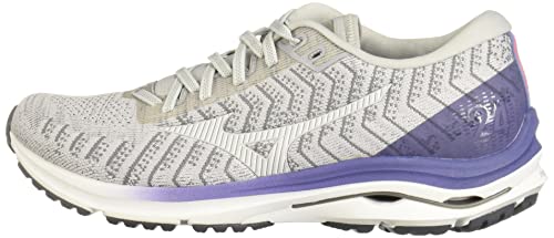 Mizuno womens Wave Rider 24 Waveknit Running Shoe, Lunar Rock-white, 7.5 US