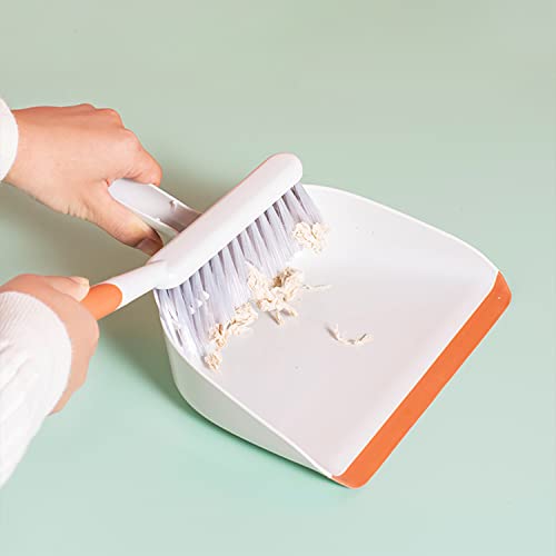Small Dustpan and Brush Set Mini Broom and Dustpan Set, Dust Pan Brush Nesting Tiny Cleaning Broom, Small Broom and Dustpan Set for Desk, Table, Home, Kitchen Necessities