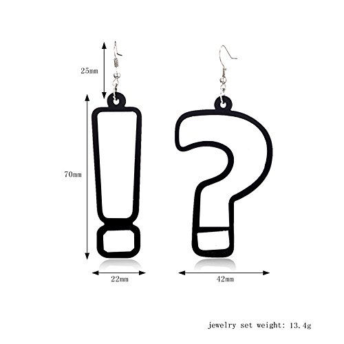 Question Mark and Exclamation Mark Acrylic Big Long dangle Earrings Jewelry for Women Girls Accessories
