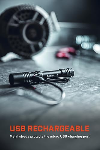 Streamlight 66320 MacroStream USB 500-Lumen Rechargeable Compact Flashlight with Wrist Lanyard, Hat Clip and USB Cord, Black