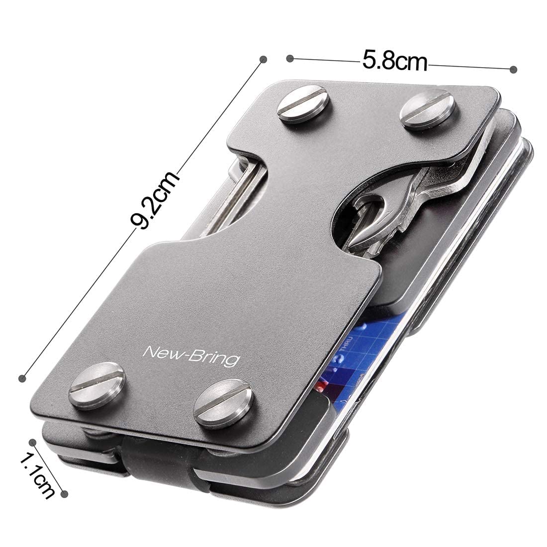 NEW-BRING Minimalist Slim Wallet for Men, 3 Functions(Key Holder, Credit Card Holer, Money Band), RFID Blocking Wallet, Key Organizer Card Wallet, Small Lightweight, Grey