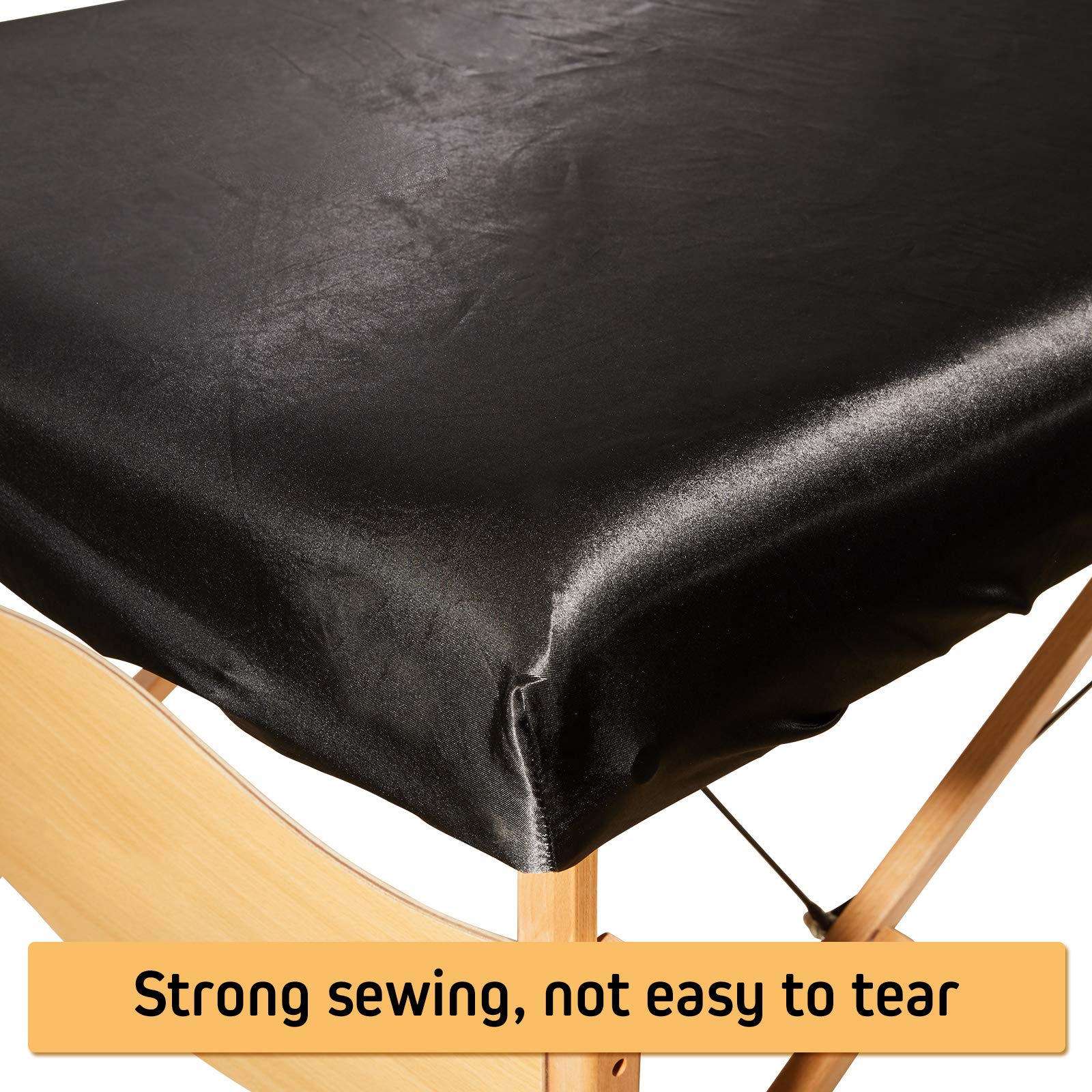 Massage Table Cover,Silky Massage Table Fitted sheets,Stain-Resistant,Reusable,Machine Washable Spa Bed Sheet(Massage Table Not Included) (black)…