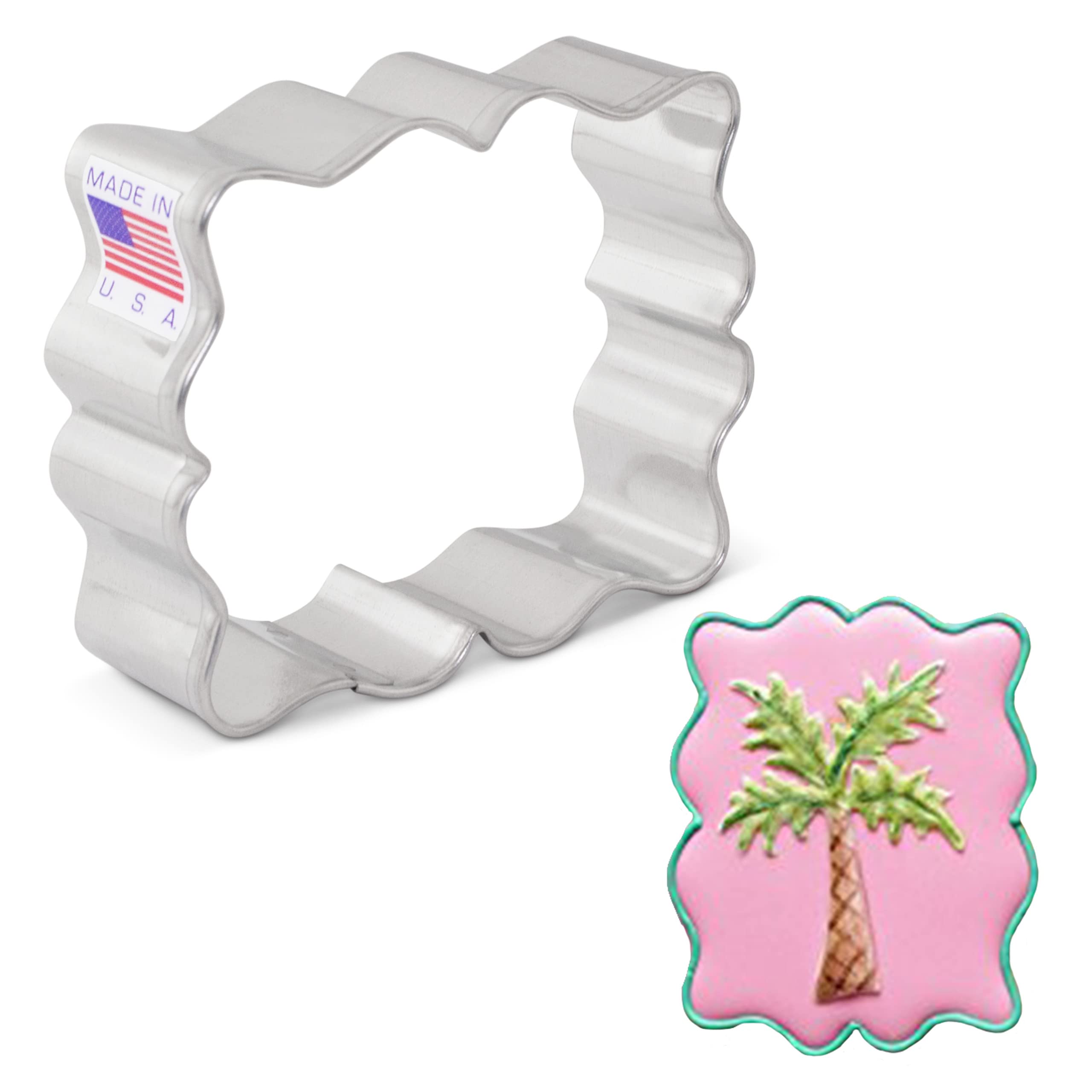 Small Fanciful Plaque Cookie Cutter, 3" Made in USA by Ann Clark
