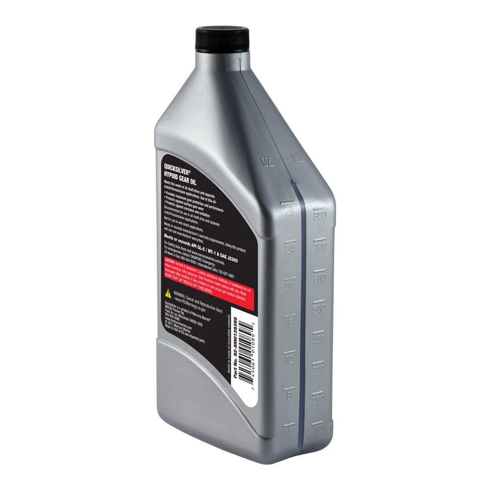 Quicksilver 8M0128380 80W-90 Motorcycle Hypoid Gear Oil β 1 Qt.
