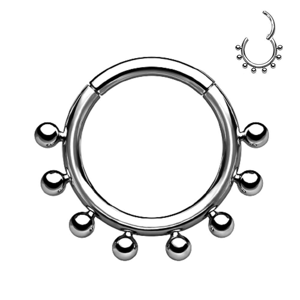 Pierced Owl 16GA G23 Implant Grade Titanium Ball Lined Hoop Cartilage Helix Daith Septum Hinged Segment Ring (8mm Diameter)
