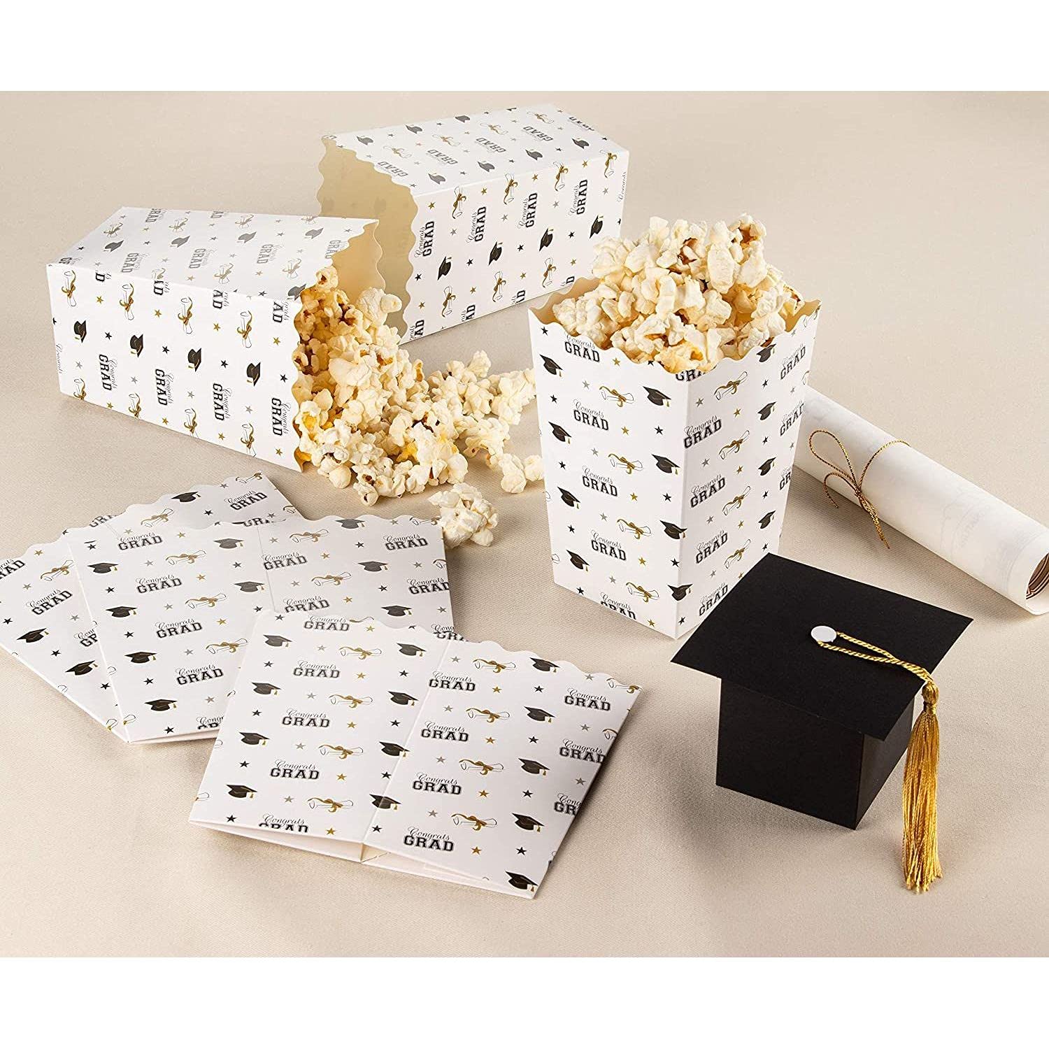 Small Popcorn Party Favor Boxes for 2023 Graduation Decor (3.3 x 5.5 In, 100 Pack)